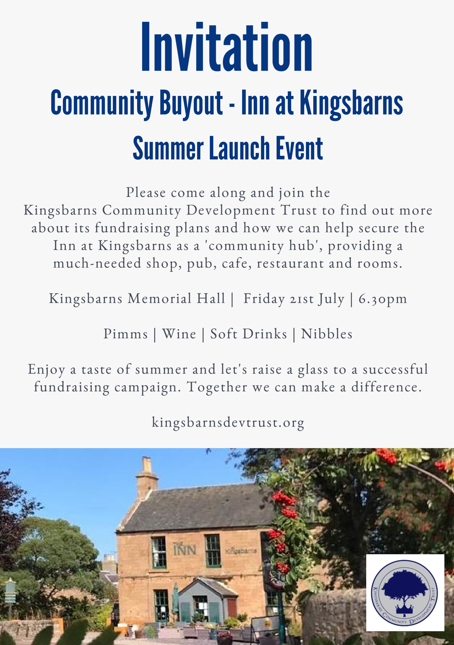 You are invited – Friday 21st July – Kingsbarns Community Development Trust